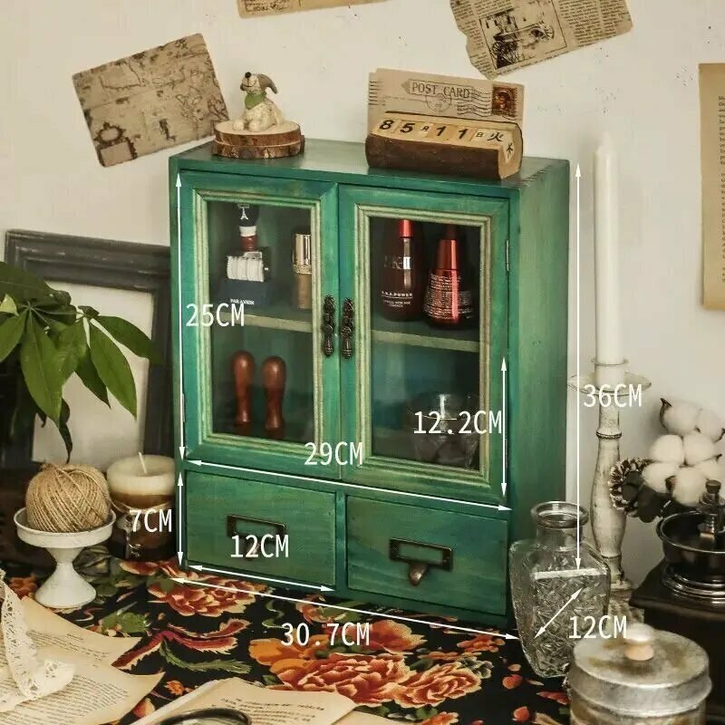 Тумба, дерево, с ящиками, полки, антибактериальное покрытие, бирюзовая