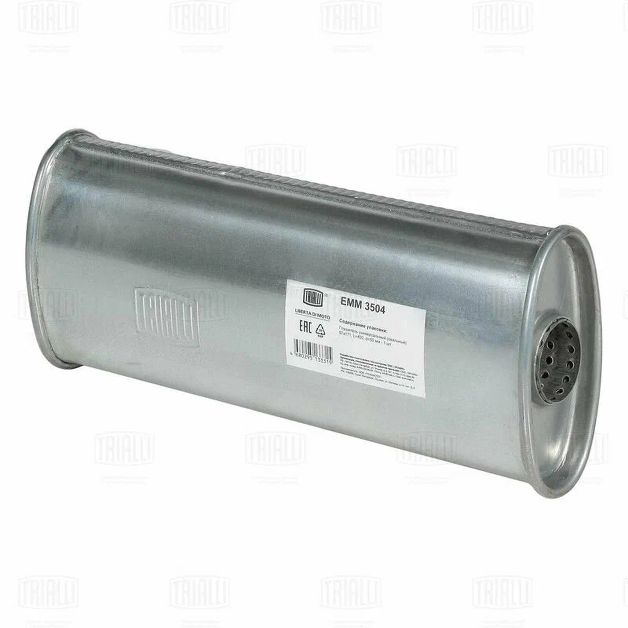 Глушитель универсальный (овальный) 97х171, L 400, d 50, Trialli EMM3504