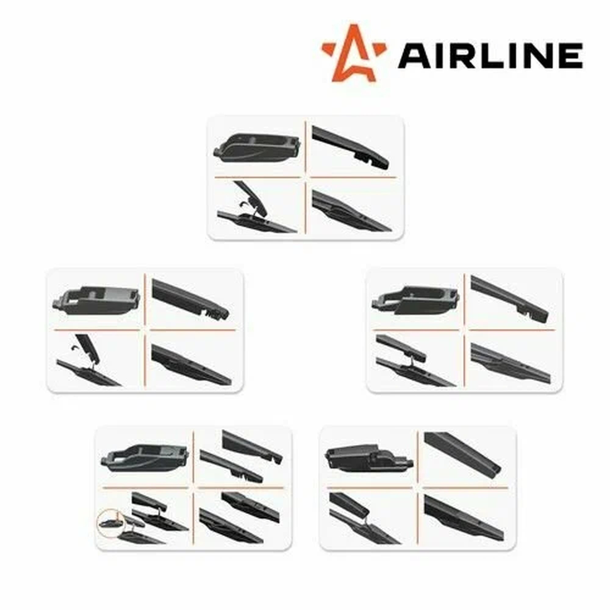 Щетка стеклоочистителя задняя каркасная 325мм (13") 5 адаптеров, AIRLINE AWBRK325