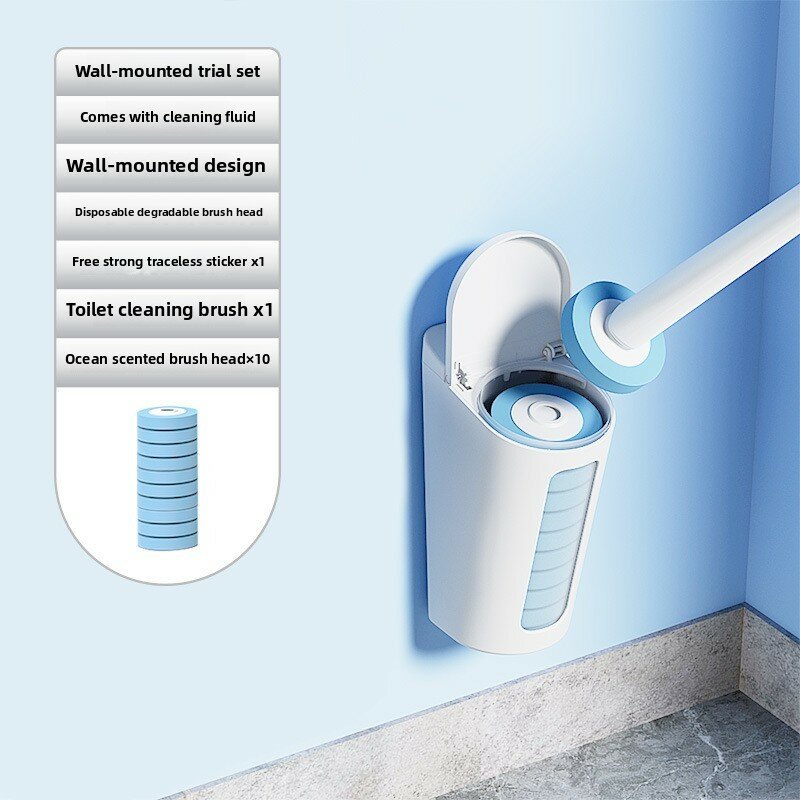 Disposable toilet brush with 10 lavender scent replacement heads for bathroom maintenance blue toilet brush set