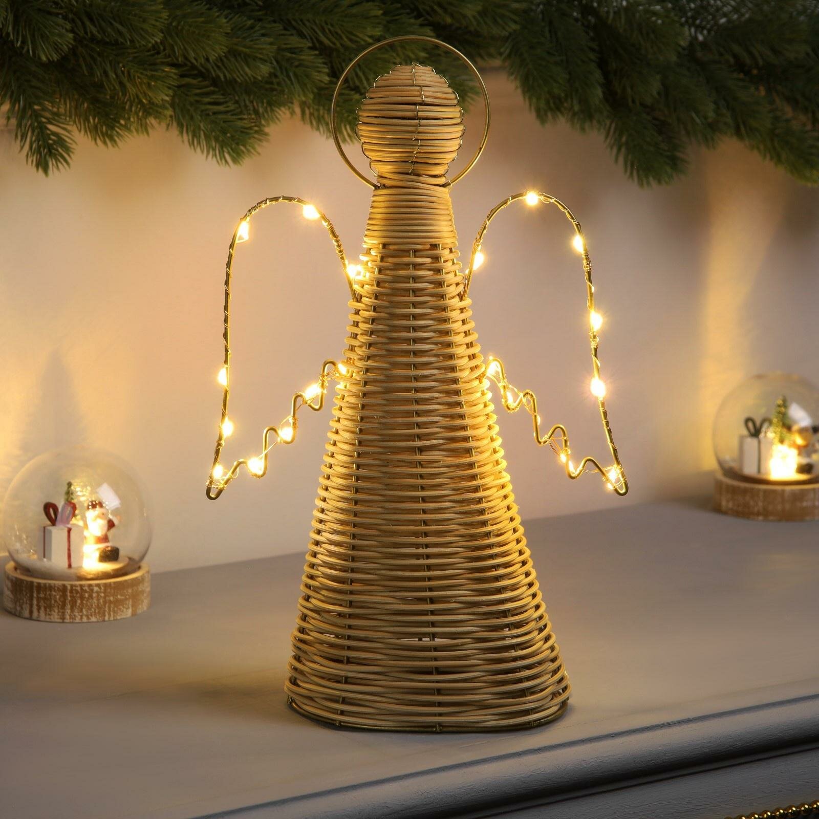 Фигура световая «Ангел плетёный», 32×16х9 см, 20 LED, батарейки ААх2 (не в комплекте), свечение теплое белое