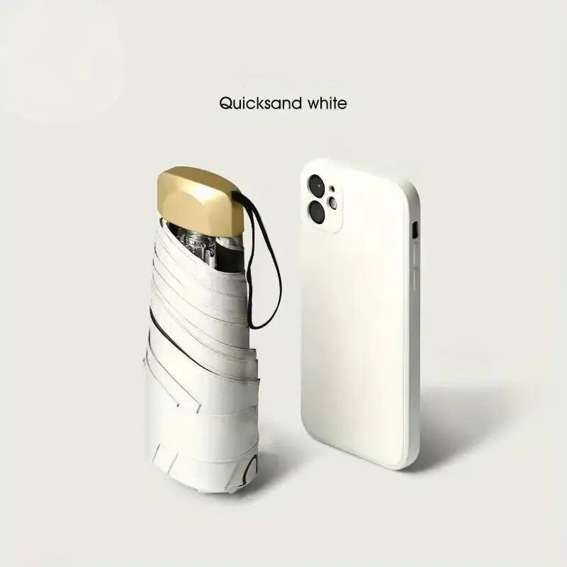 Мини-капсульный зонт, маленький карманный зонт от дождя, виниловый складной УФ-защита от ультрафиолета, ультралегкий зонт двойного назначения, Белый