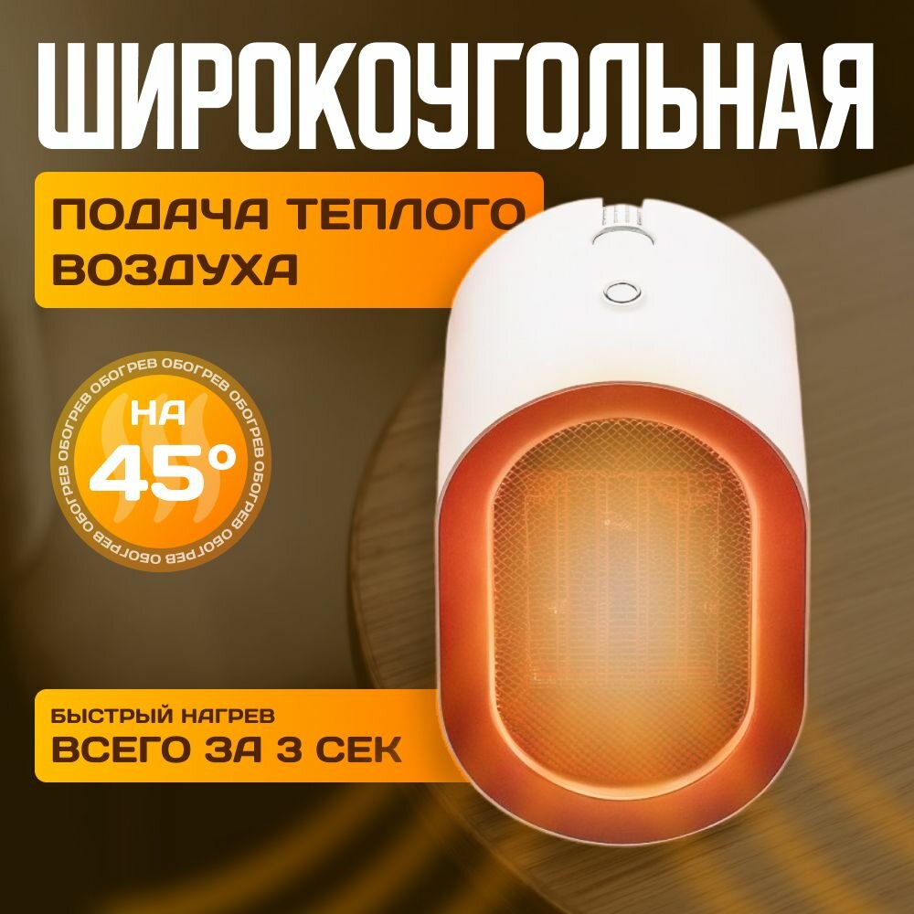 Тепловентилятор, для дома, ТЭН, электронное управление, влагозащитный, дисплей, белый — фото 1