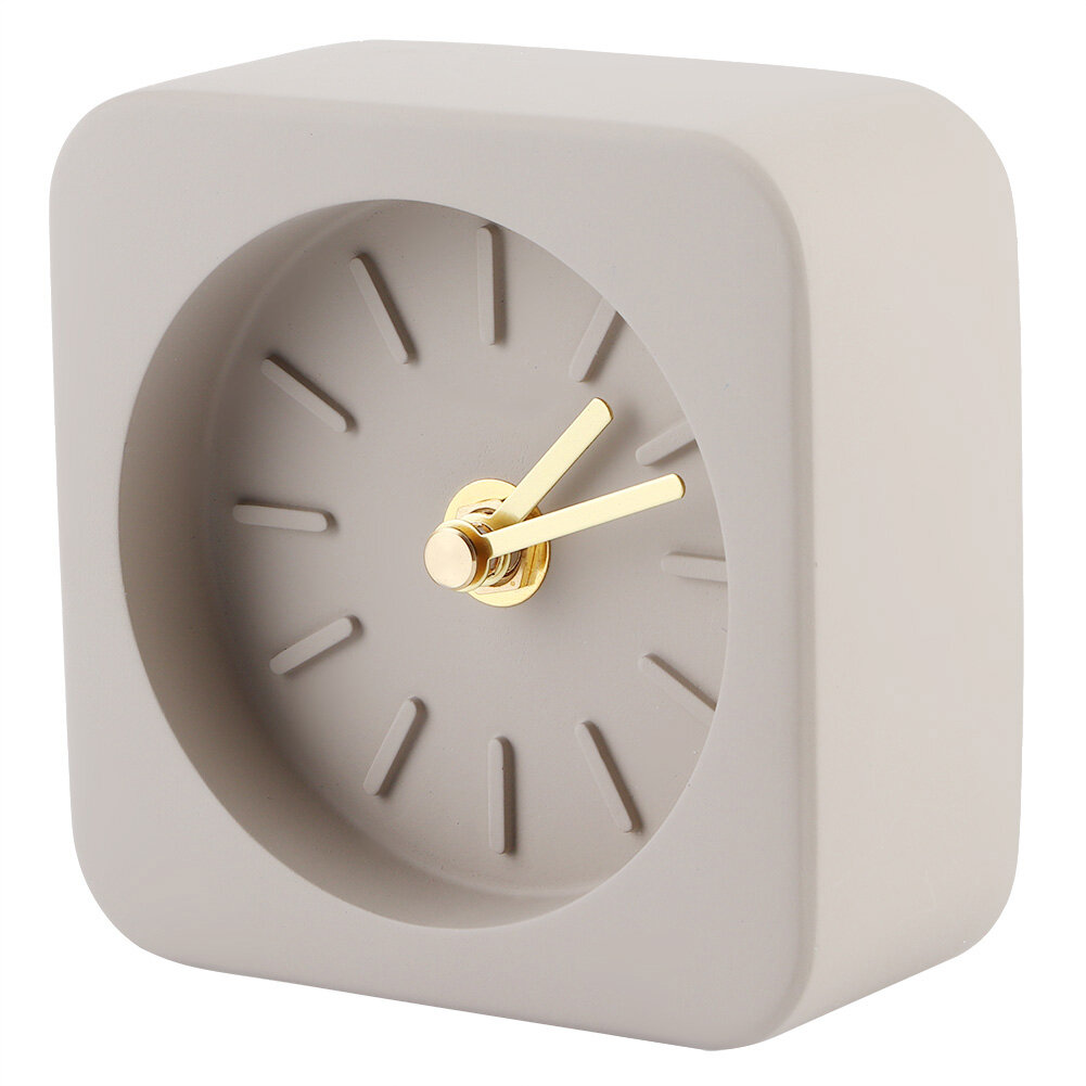 GEEKCOOK Простые квадратные цементные настольные часы для офиса, дома, гостиной, домашнего декора, коричневые