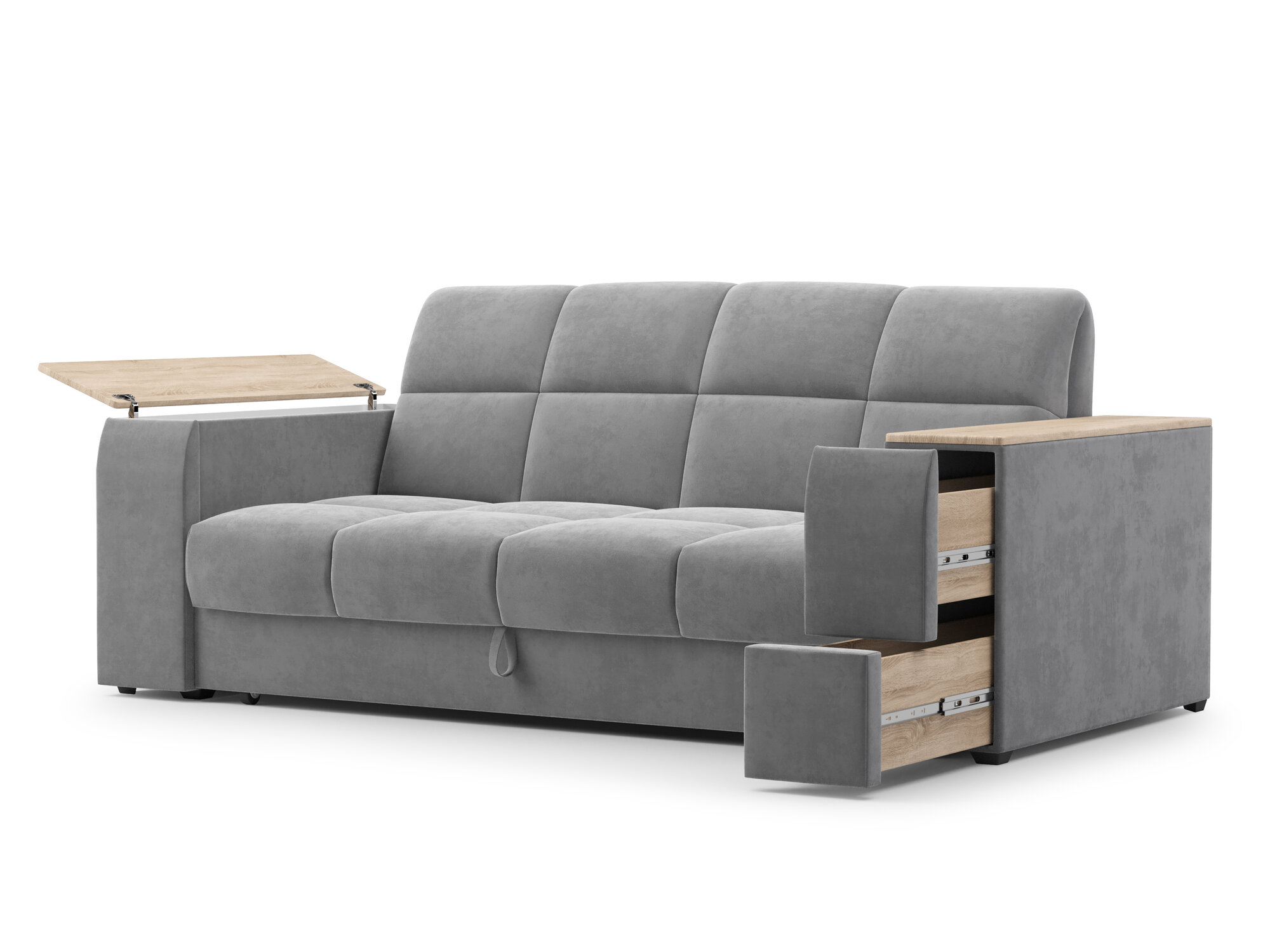 Диван-кровать Флай, аккордеон, подлокотники короб+ящики, 160*200 с ортопедическим основанием, съемный чехол, велюр.