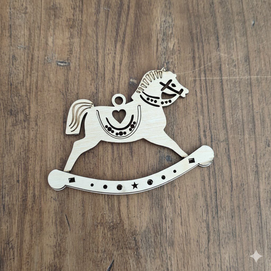 Деревянные ёлочные новогодние игрушки Лошадки-качалки / комплект 3 штуки