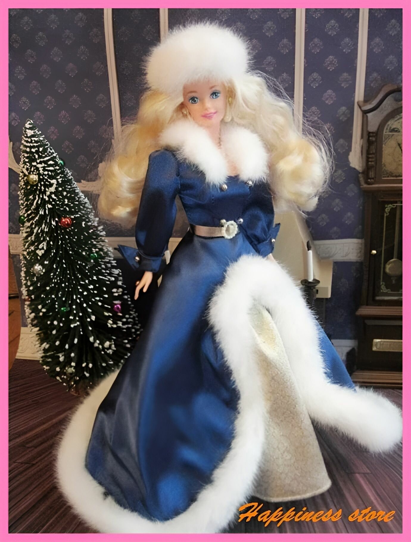 Barbie Doll Vintage Special Occasion 1996 Blue Fur Gown Barbie Blonde Hair Коллекционное издание куклы для особого праздника