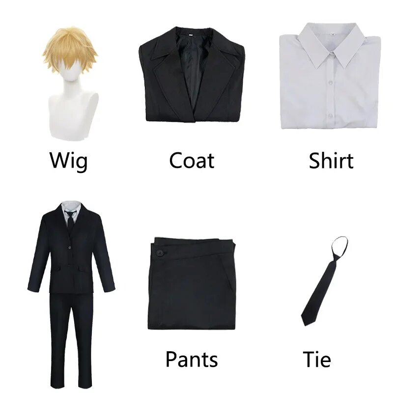 Косплей костюм Человек-бензопила Черный, XXXL, Style A