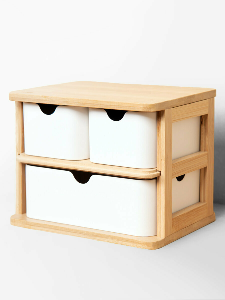 Органайзер для косметики и аксессуаров, бамбуковый, эко-френдли, 3 секции