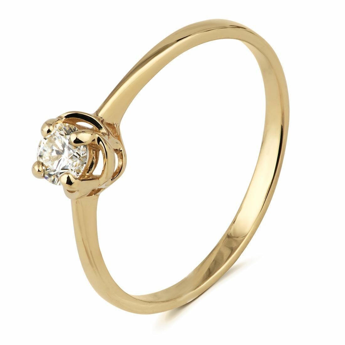 Кольцо помолвочное, желтое золото, 585 проба, бриллиант