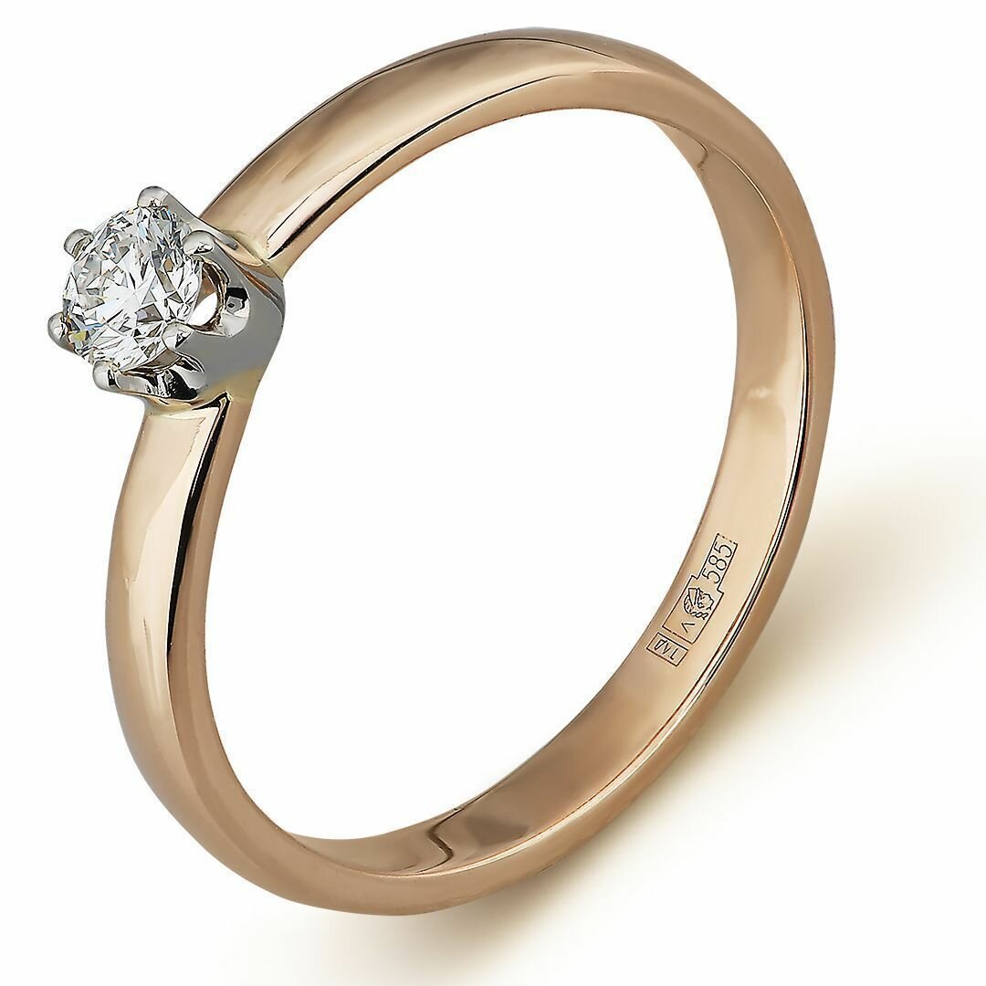 Кольцо помолвочное, красное золото, 585 проба, бриллиант