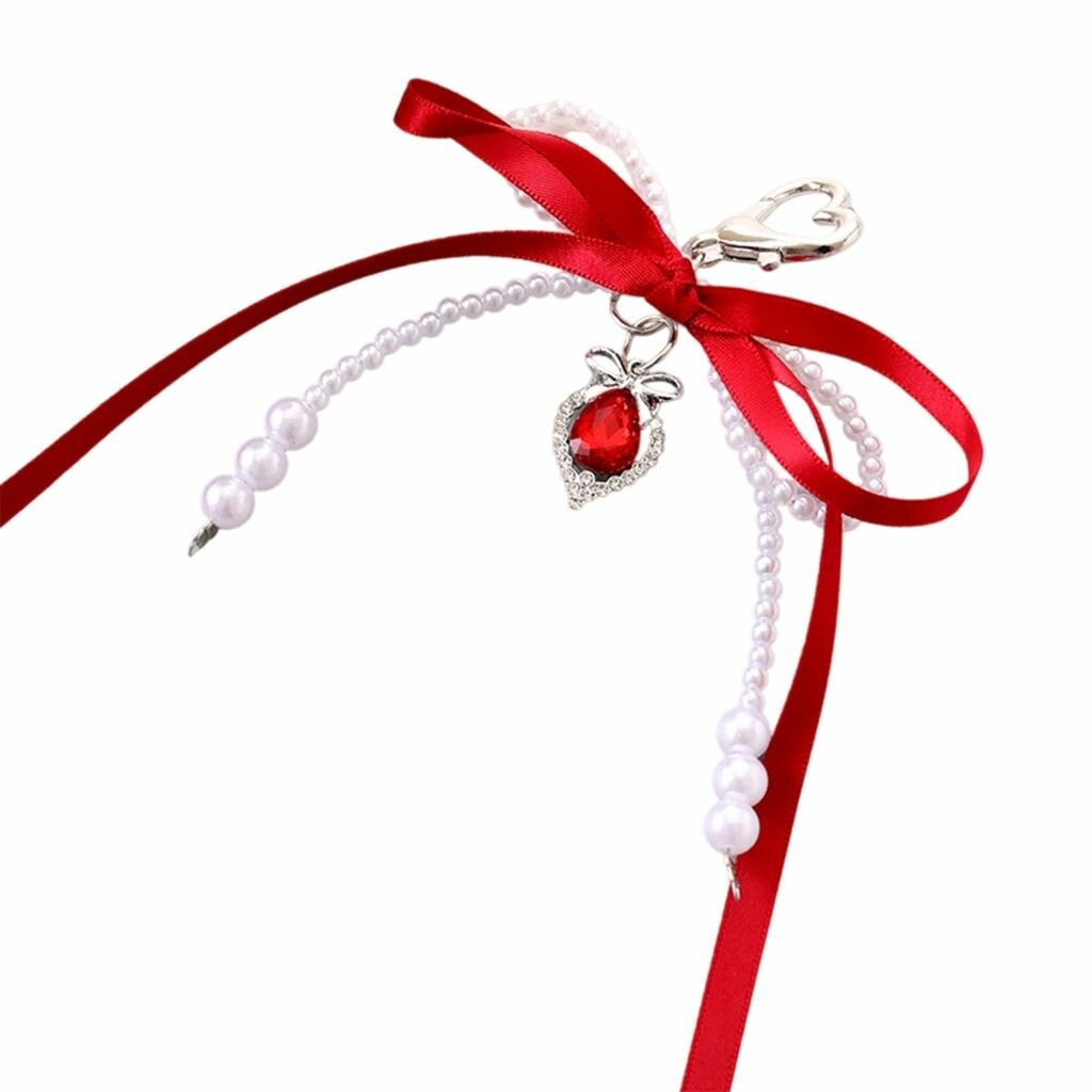 (1шт) Брелок с двойным бантом, подвеска на шнурке для мобильного телефона, подвеска на цепочке-красный