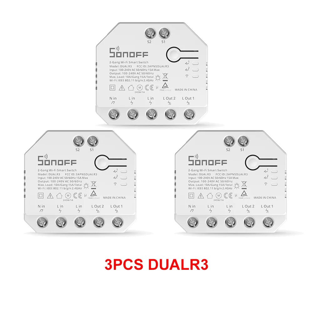SONOFF DUALR3, 3шт, умный релейный модуль Wi-Fi
