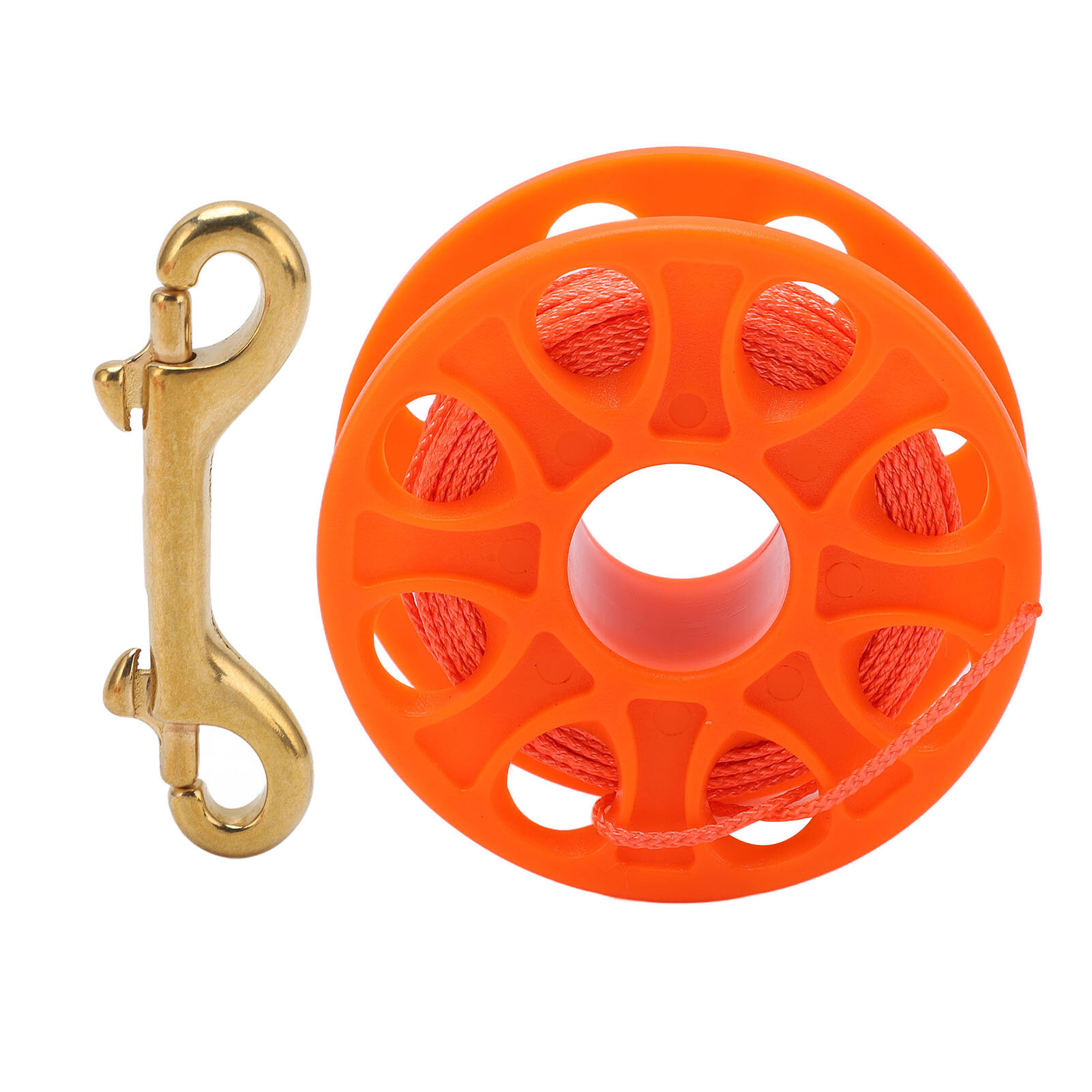 Катушка для подводного плавания с аквалангом, 30 м, с двухсторонним болтовым зажимом-кнопкой, флуоресцентный оранжевый провод
