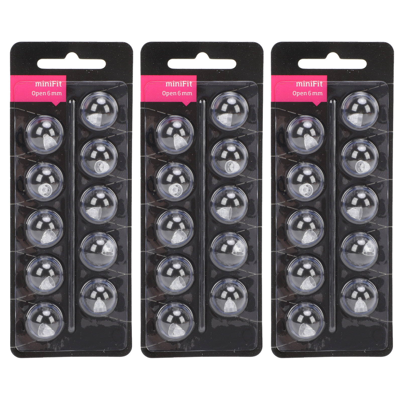 30 сменных куполов для звуковых устройств MiniFit Double Vent, однослойные антистатические силиконовые открытые купола PES A02 6 мм