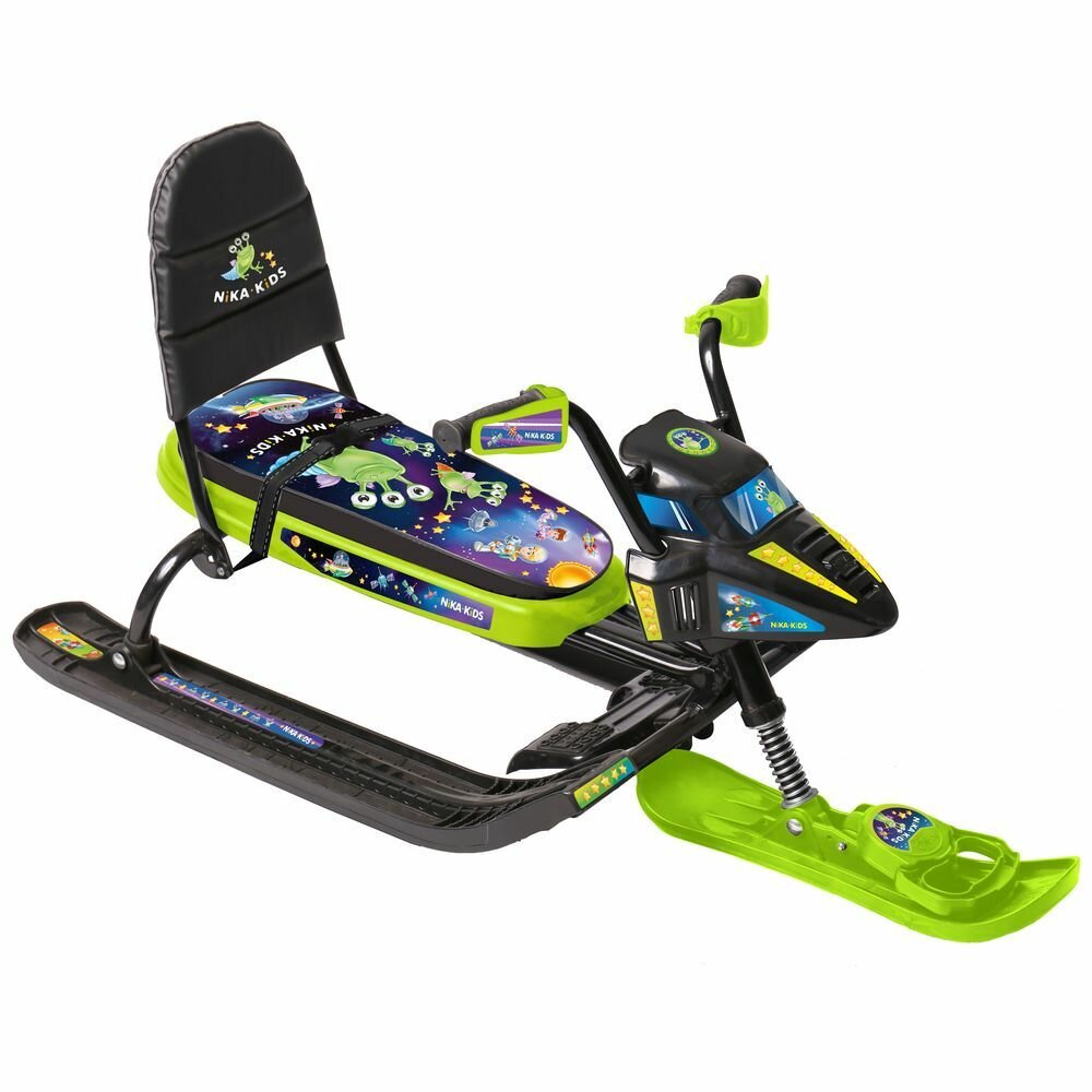 Снегокат Ника-Snowpatrol СНД2 с пришельцами (черный каркас), от 4 лет