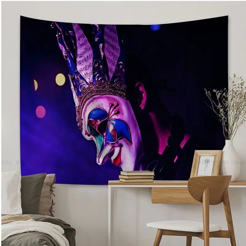 DJ Boris Brejcha аниме гобелен подвесной Таро хиппи настенные коврики Dorm декоративное одеяло, 150x200 cm, Черный