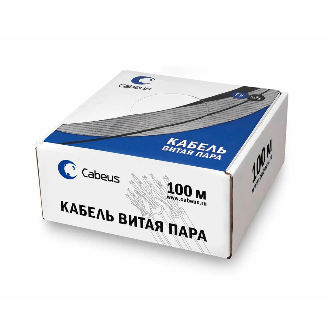 Cabeus UTP-2P-Cat.5e-SOLID-LSZH-GY-100 Кабель витая пара UTP (U/UTP), категория 5e, 2 пары (24 AWG)