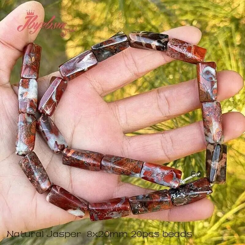 Бусины из натурального камня jbyzbsm набор 20 шт, 8x20 мм Jasper
