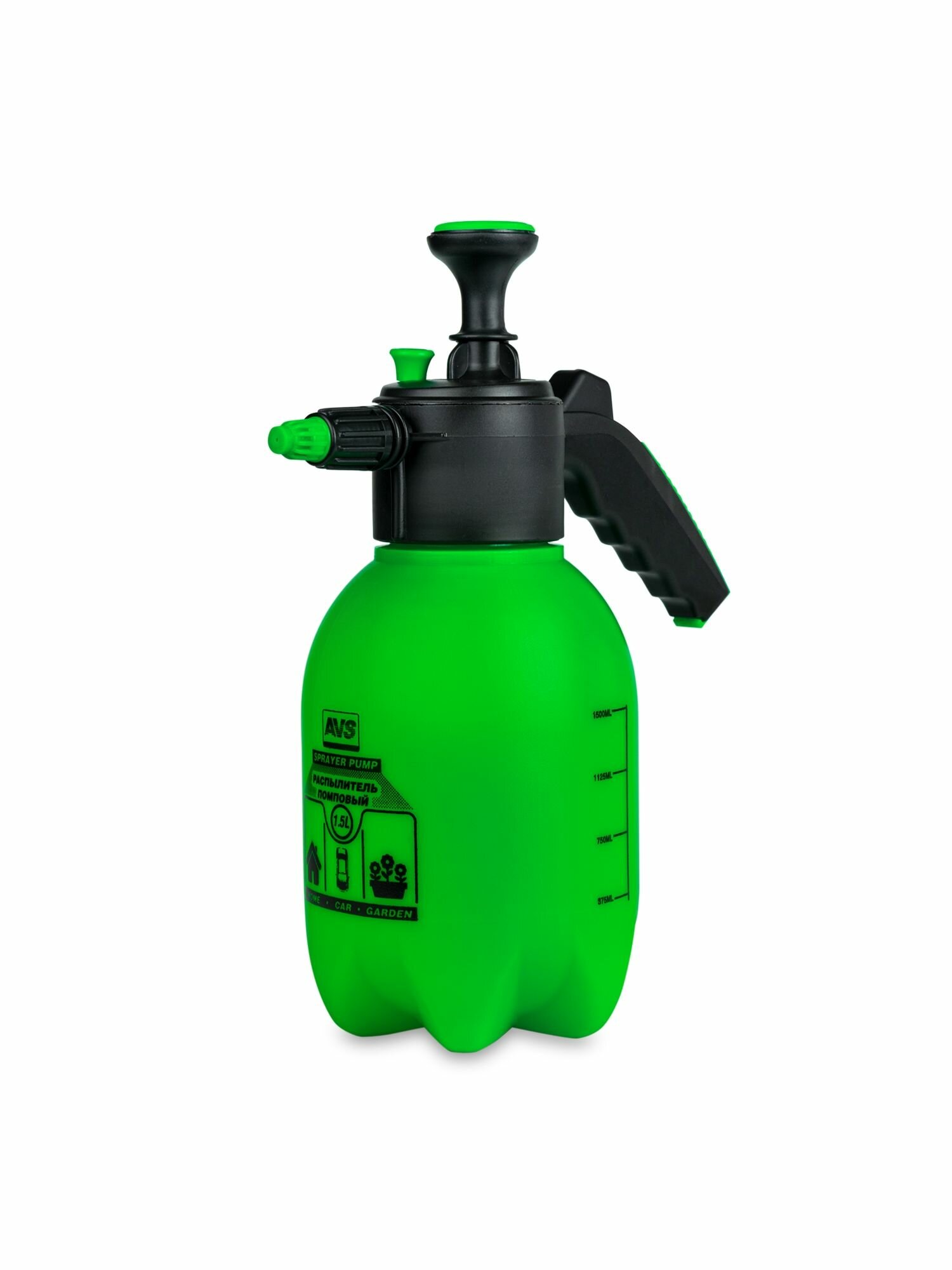 Распылитель AVS CW-015, помповый, 1,5л, зеленый/черный, полипропилен