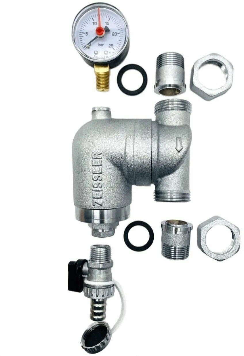 Фильтр с поворотным соединением, с манометром, присоединение - американки 1/2 ZEiSSLER артикул ZSf.303.0104N