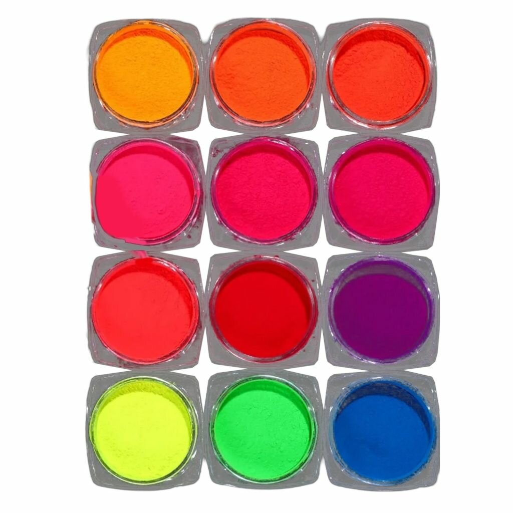 12 флаконов, 12-цветная люминофорная неоновая краска с кистью-12 цветов кистями