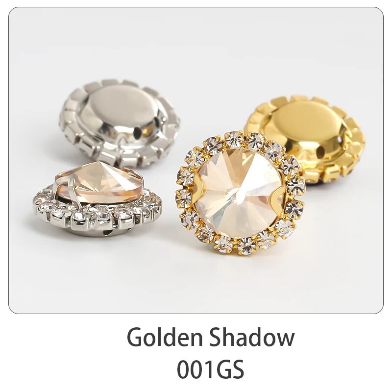 Стразы кристаллы Риволи золотая застежка для рукоделия Golden Claw 10pcs, 14mm, Golden Shadow