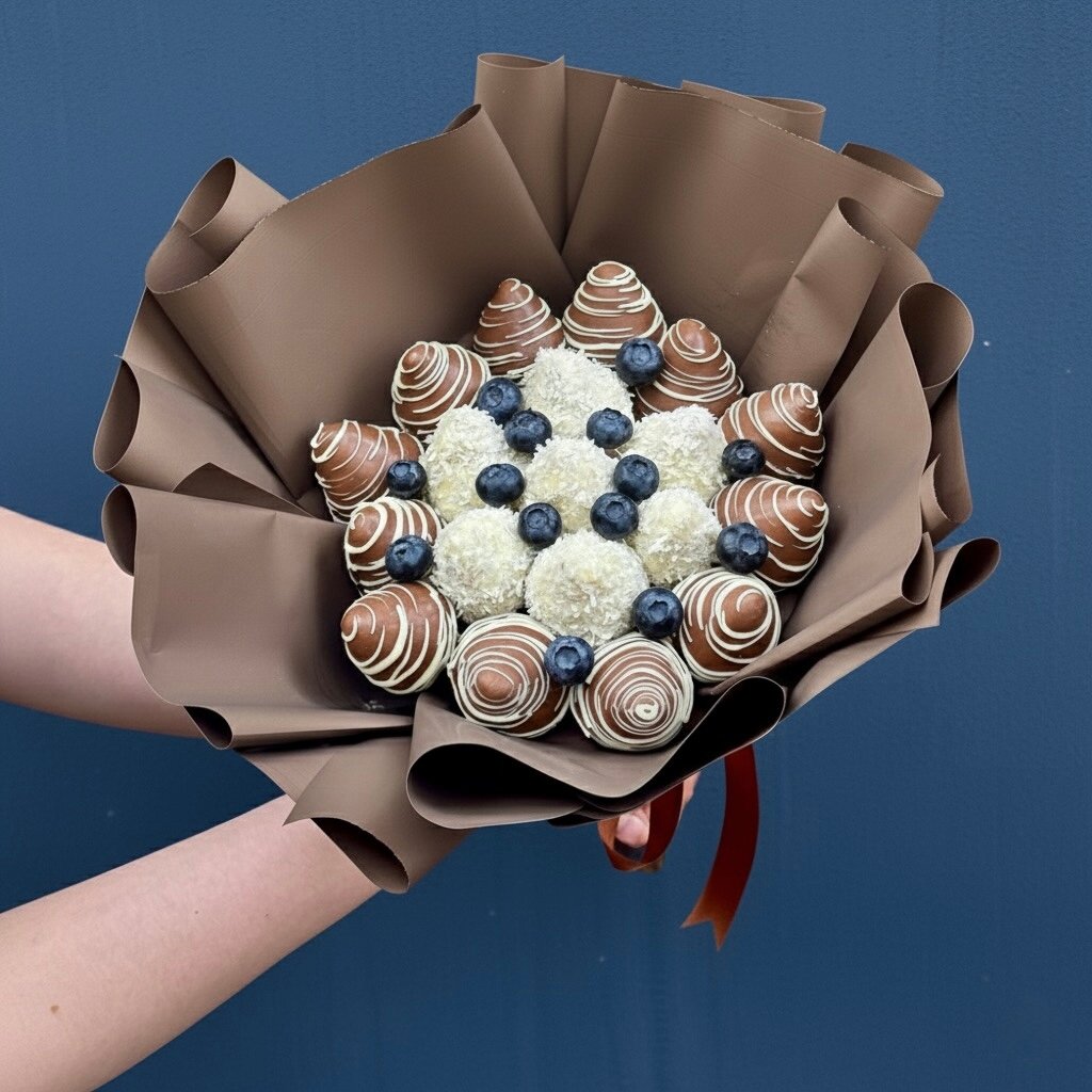 Букет из клубники в бельгийском шоколаде 19 шт в подарочной упаковке