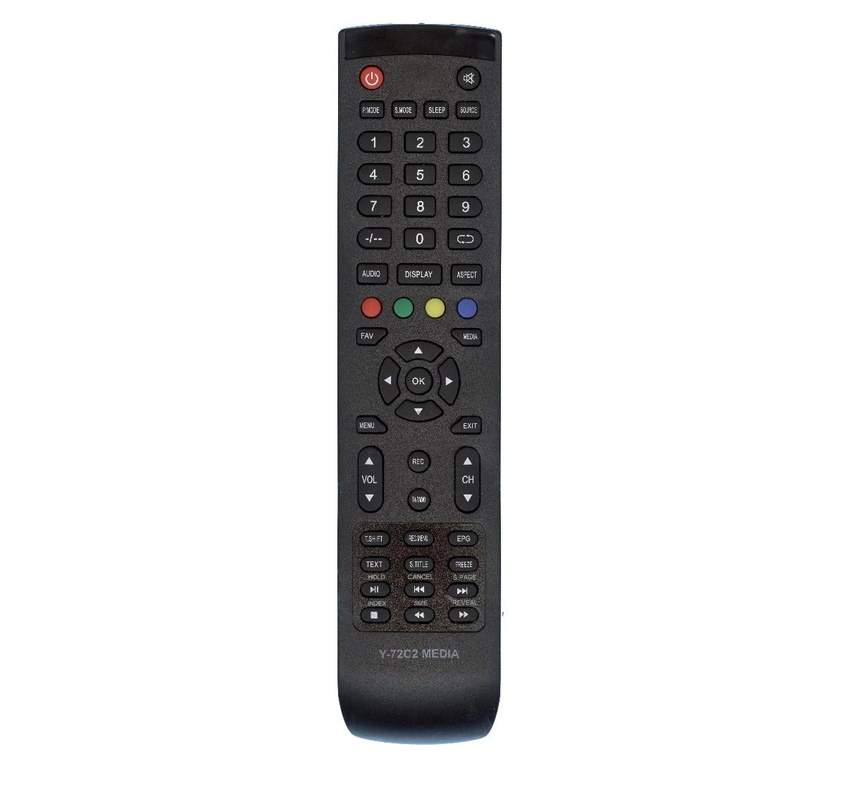 Пульт Huayu Y-72C2 MEDIA, для телевизора, Akai, цвет чёрный, ИК-сигнал