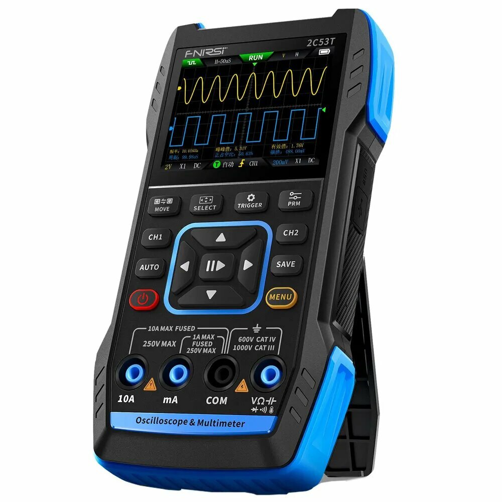 FNIRSI 2C53T Цифровой осциллограф мультиметр 3 в 1 портативный детектор утечек тока — фото 1