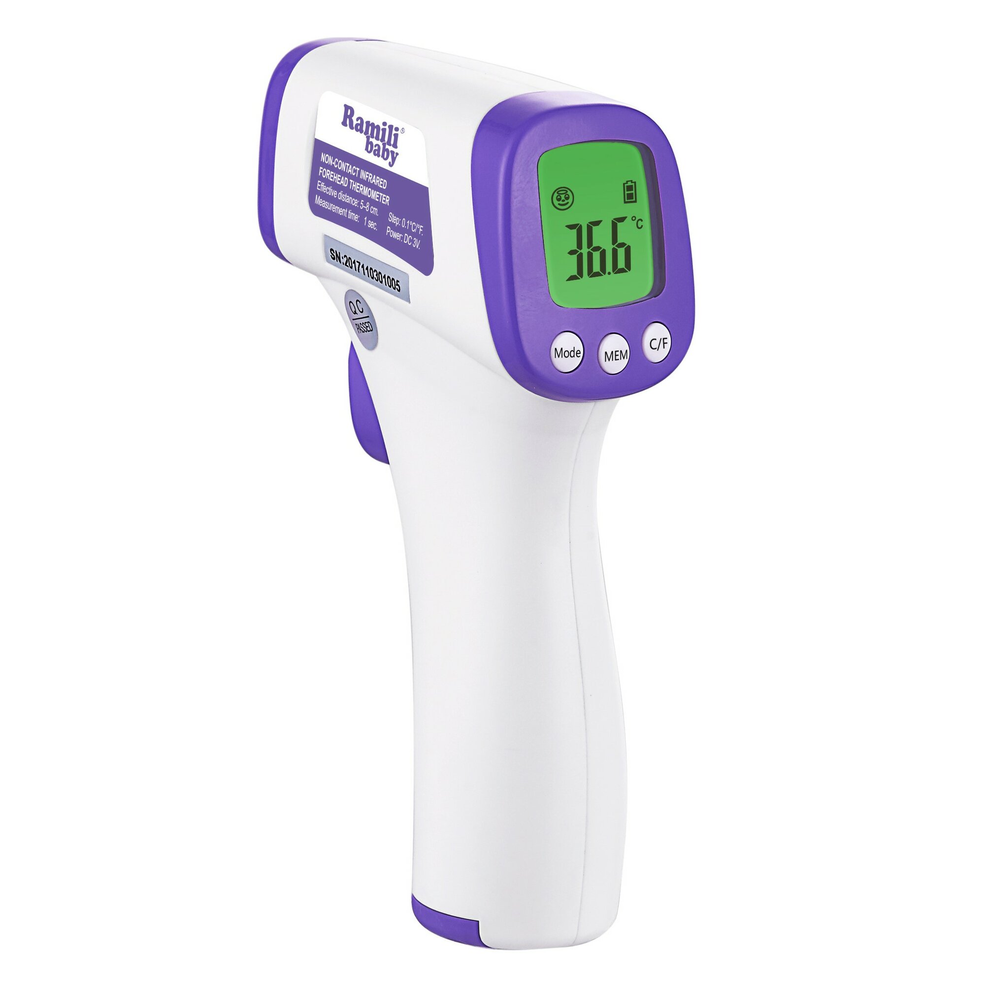 Инфракрасный термометр Ramili Baby ET3050, для тела, автоотключение, память измерений