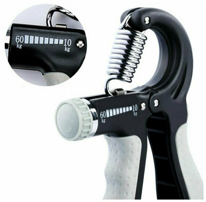 Эспандер кистевой, рукоятка, со счетчиком, 60 кг, цвет серый