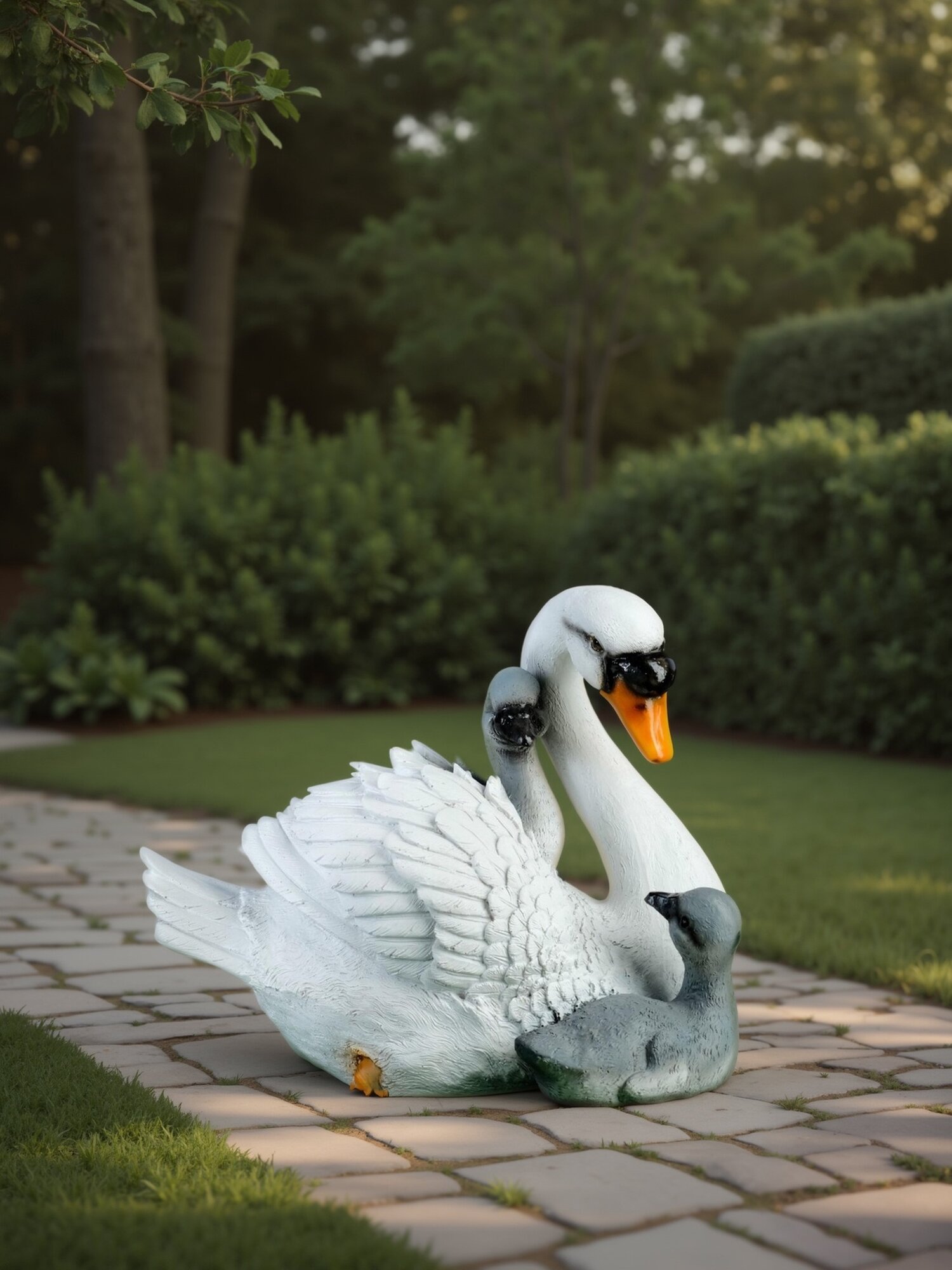 Садовая фигура Хорошие сувениры "Лебедь с птенцами", 30х20х23 см