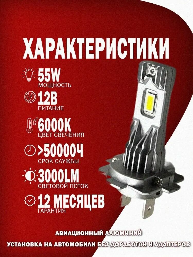 Яркие Led лампы H7 - Subaru Outback (2003-2009) 3 пок BP/B13 / Ближний свет без адаптеров - Яркие 6000K / Светодиодные Лед лампы Холодные Белый