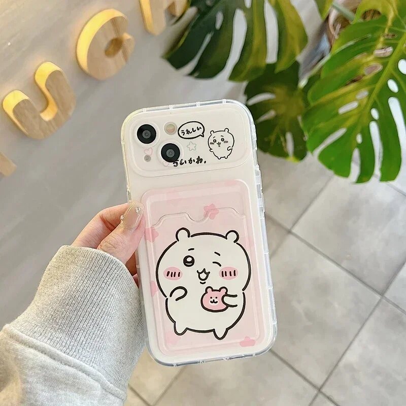 Милый мультяшный японский аниме-чехол-кошелек Chiikawa для iPhone Розовый, Only Case2, For iPhone 13