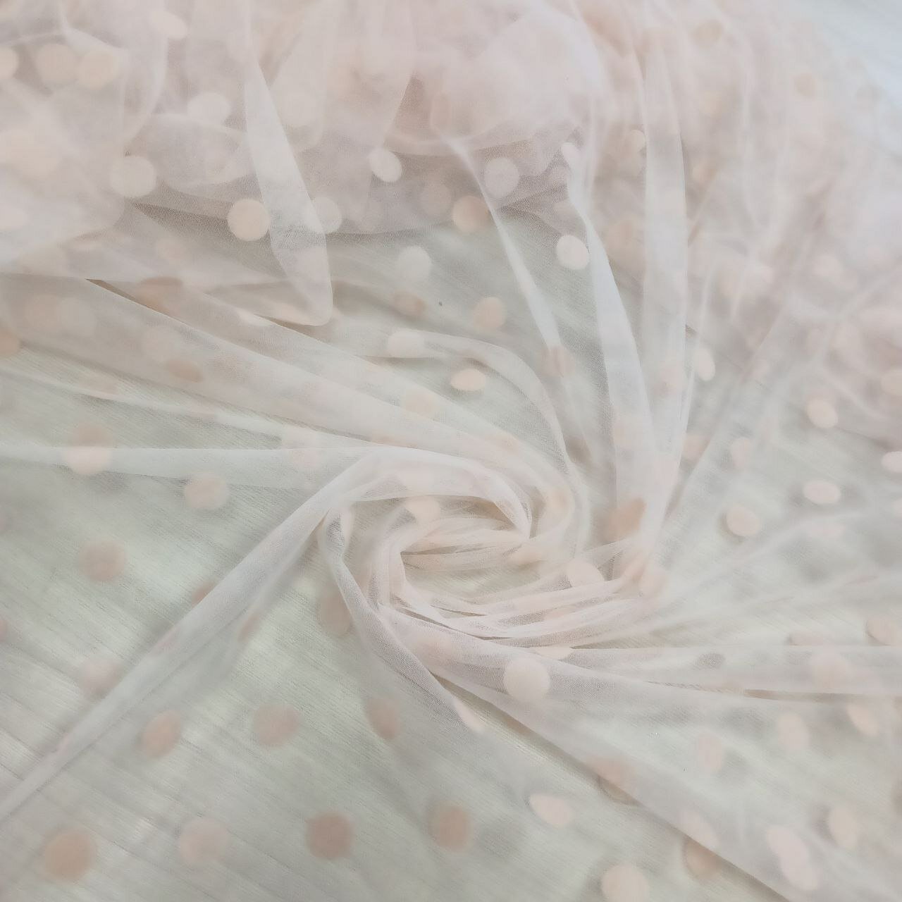 Сетка флок неэластичная ткань для шитья 1м цв. Розовый персик