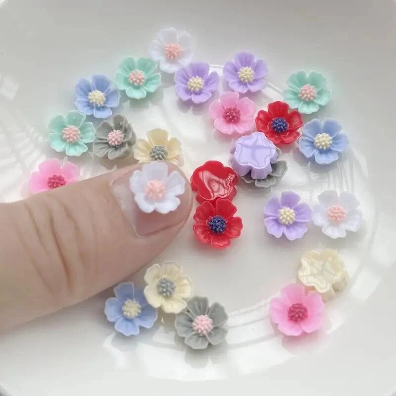 Бусины для ногтей, цветы, 50 шт, цвет: розовый, Random mixed color