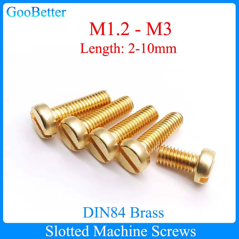 Латунные винты GooBetter M1.2 M1.4 M1.6 M2 M2.5 M3 2-10 мм M1.4x2.5mm, Length 6mm