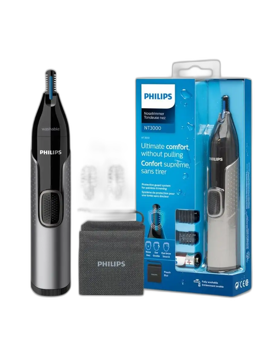 Электрический триммер для носа и ушей мужской от батареек