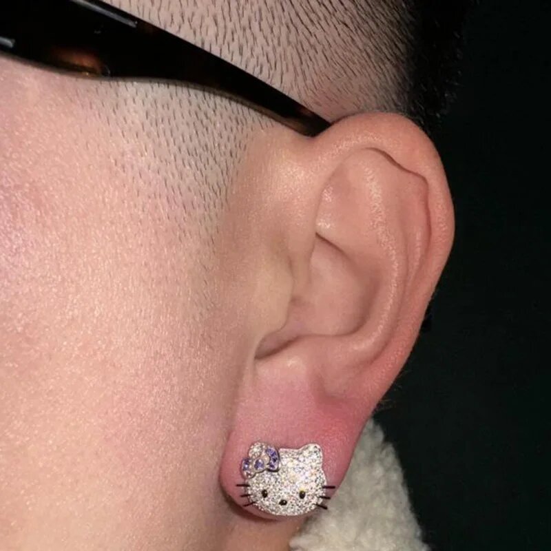 Серебряные косплей аксессуары Sanrio Hello Kittys Y2k purple, 1 pair