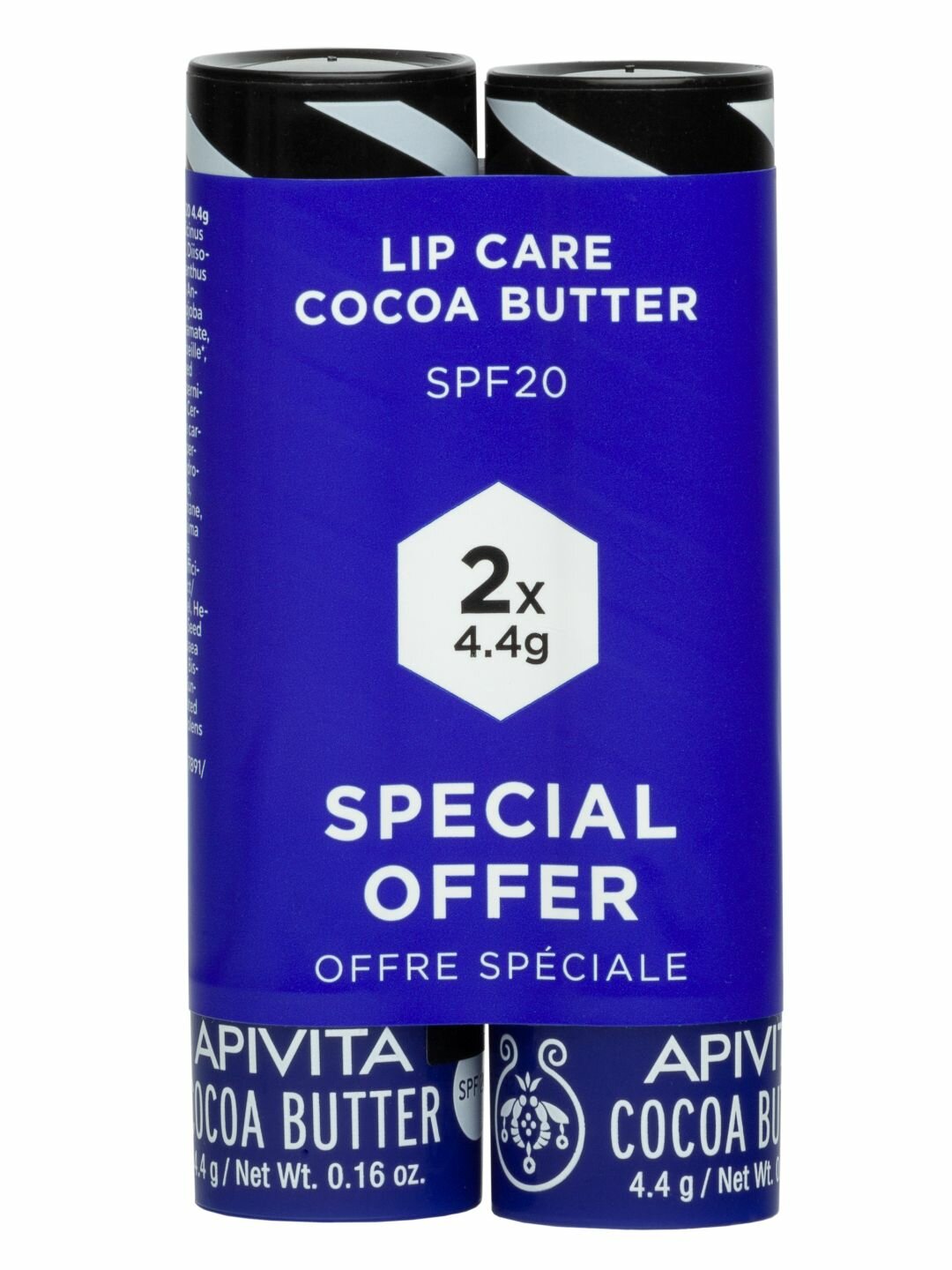 Апивита набор Интенсивно увлажняющий уход для губ Масло какао SPF20, 2х4,4 гр | APIVITA Lip stick
