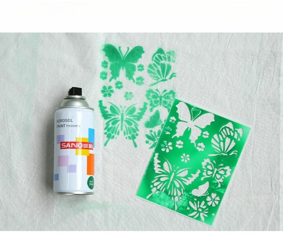 Трафареты для рисования цветов и бабочек - 3 серии, 5 шт, пластиковые, для творчества