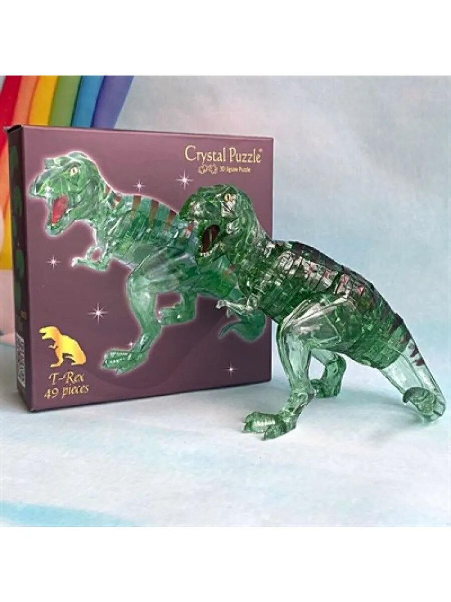 3D головоломка Динозавр T-Rex зеленый со стикерами