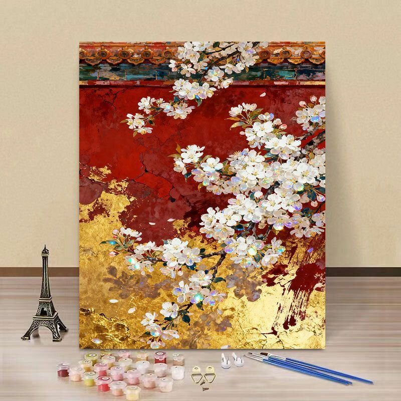 Китайский язык цветов Запретного города сделай сам цифровая картина маслом 50Х65 см (растяните внутреннюю рамку + краска + кисть)