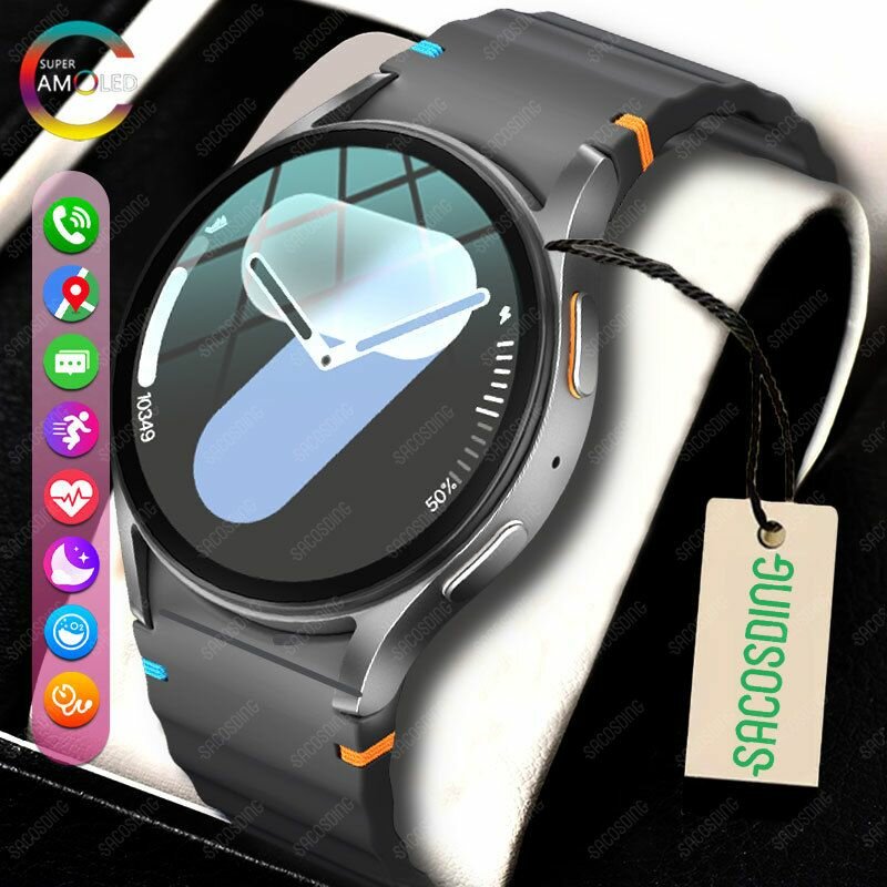 Умные часы мужские женские с круглые 40мм/ Smart Watch, Фитнес трекер, монитор сердечного ритма, c 1,3' AMOLED экран, Для Galaxy Watch 7 mini