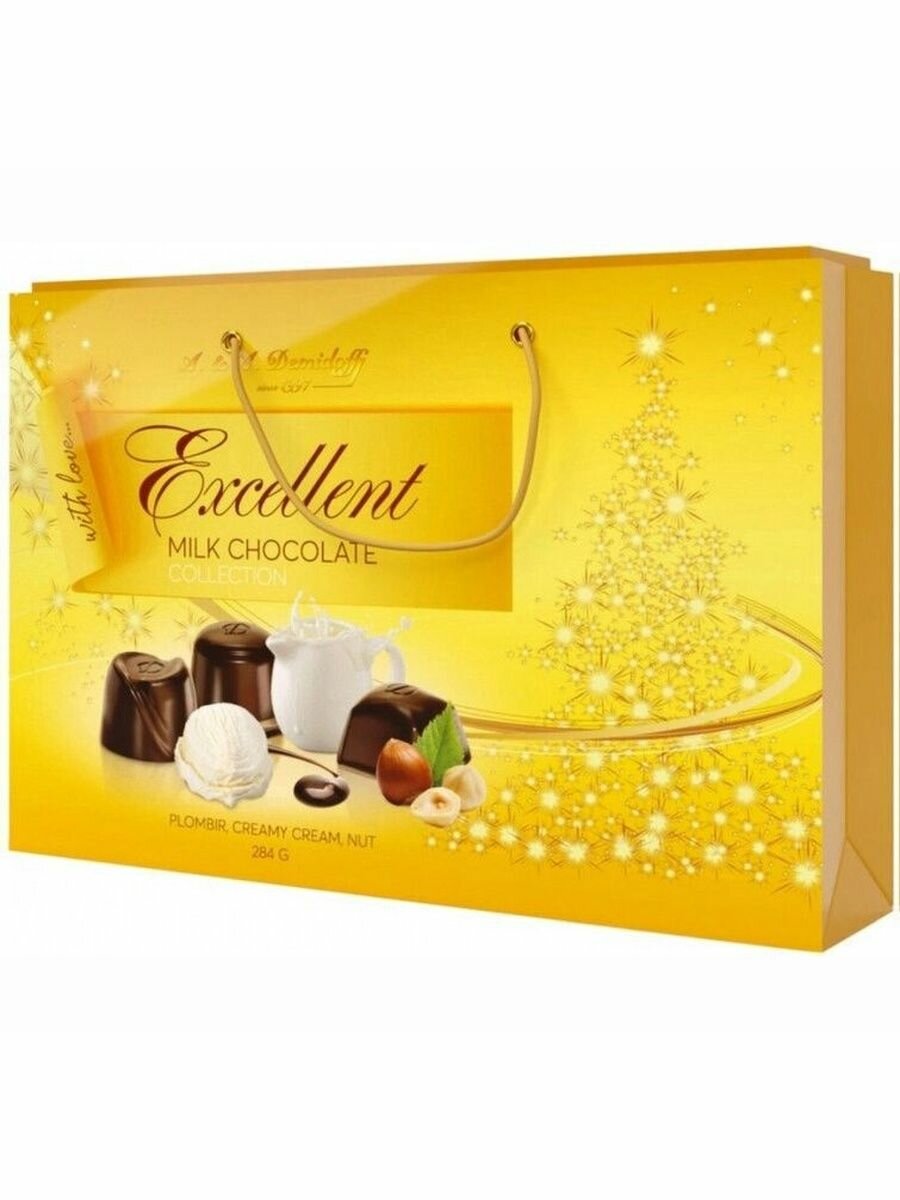 Набор конфет в молочном шоколаде: пломбир, крем-сливки, орех 284гр 1 шт.