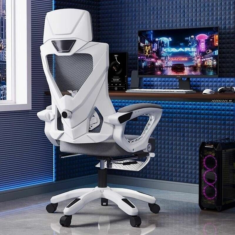 Эргономичное игровое кресло с регулируемой высотой, нейлоновыми роликами и латексной подушкой для комфорта
