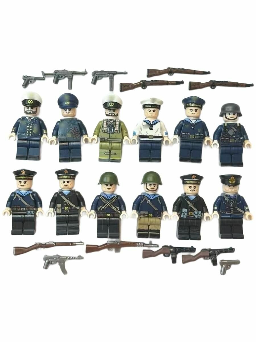 Советский Морпех и Офицер ВМФ Набор сборных фигурок военной тематики, исторический конструктор, совместимы с легo конструкторами