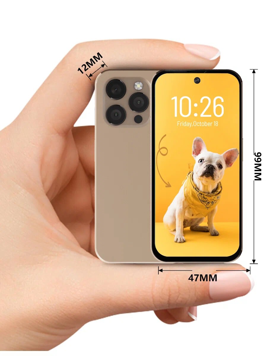 Мини-смартфон, металлический, ударопрочный, Full HD, 4000 мА·ч, 4/64ГБ, Подарки для детей/золотой