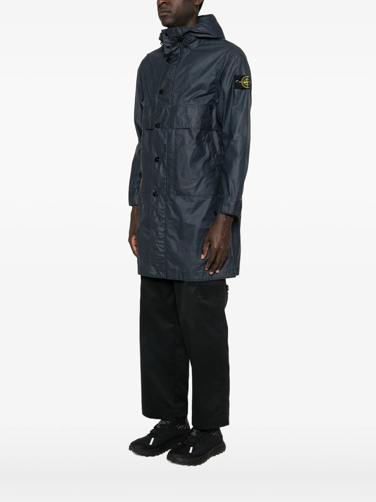 Пальто Stone Island Button-fastening hooded coat, размер S, blue — фото 1